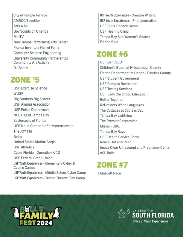 Bulls Family Fest Map